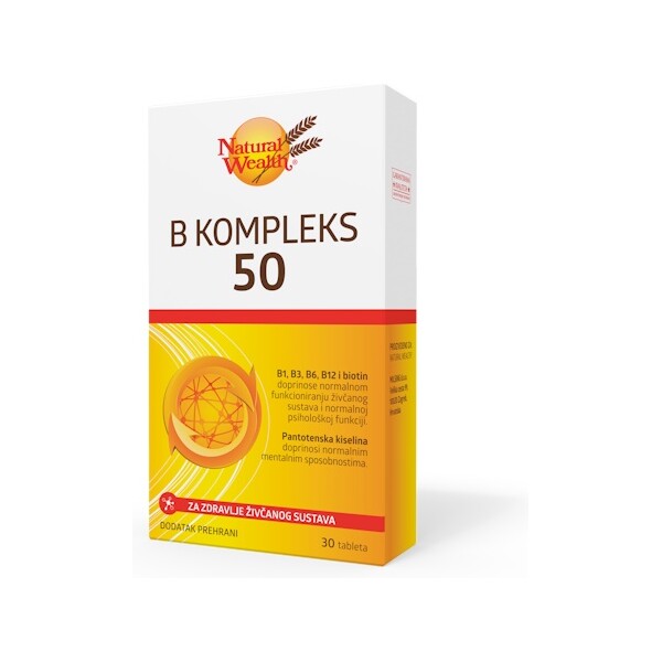 NATURAL WEALTH B KOMPLEKS 50 TABLETE A30 - Ljekarne Plantak