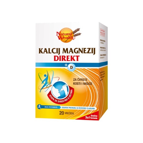 KALCIJ MAGNEZIJ DIREKT+D VREĆICE NATURAL WEALTH A20 - Ljekarne Plantak