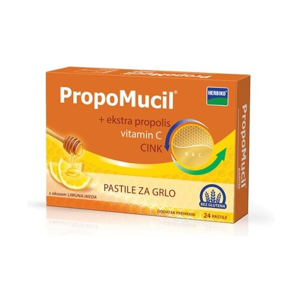 PROPOMUCIL PASTILE MED I LIMUN A24 HERBIKO - Ljekarne Plantak